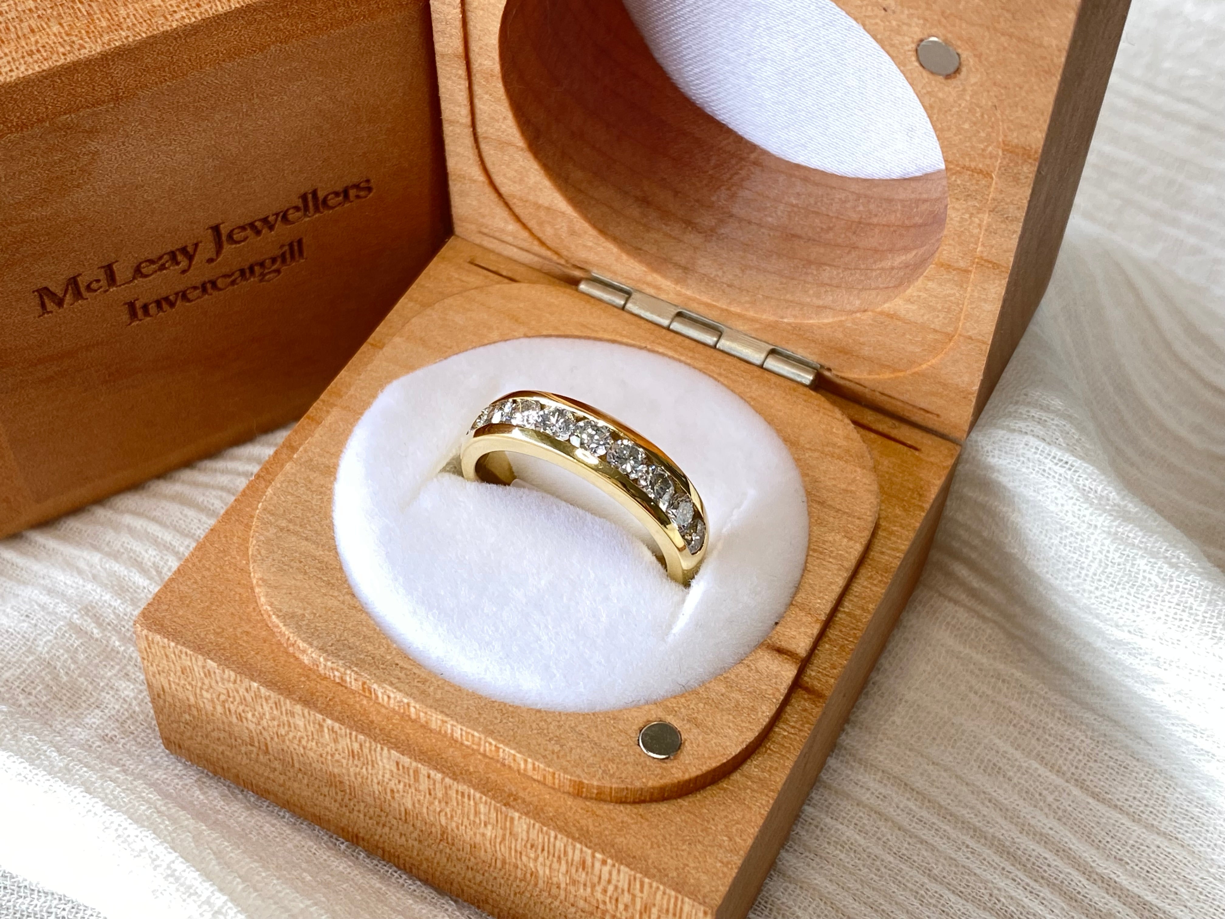 18ct gold 9 stone Channel Diamond Ring – McLeay Jewellers & Engravers